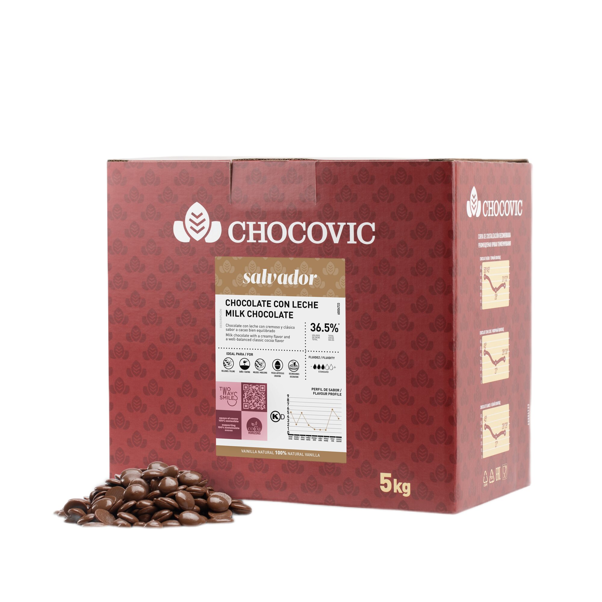 Молочный шоколад Chocovic Salvador 36,5% (5 кг)