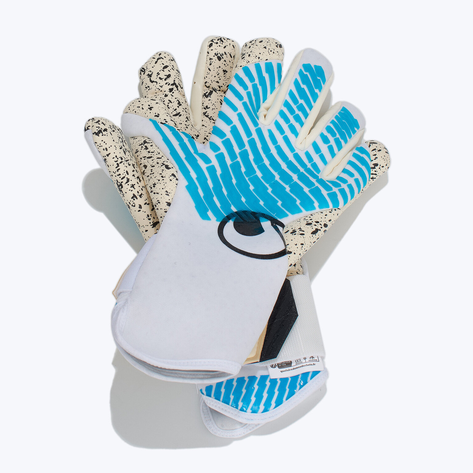 Перчатки вратарские UHLSport FM Cybertec Supergrip+ HN 101137501, размер 10 (10 Размер), Белый - Голубой