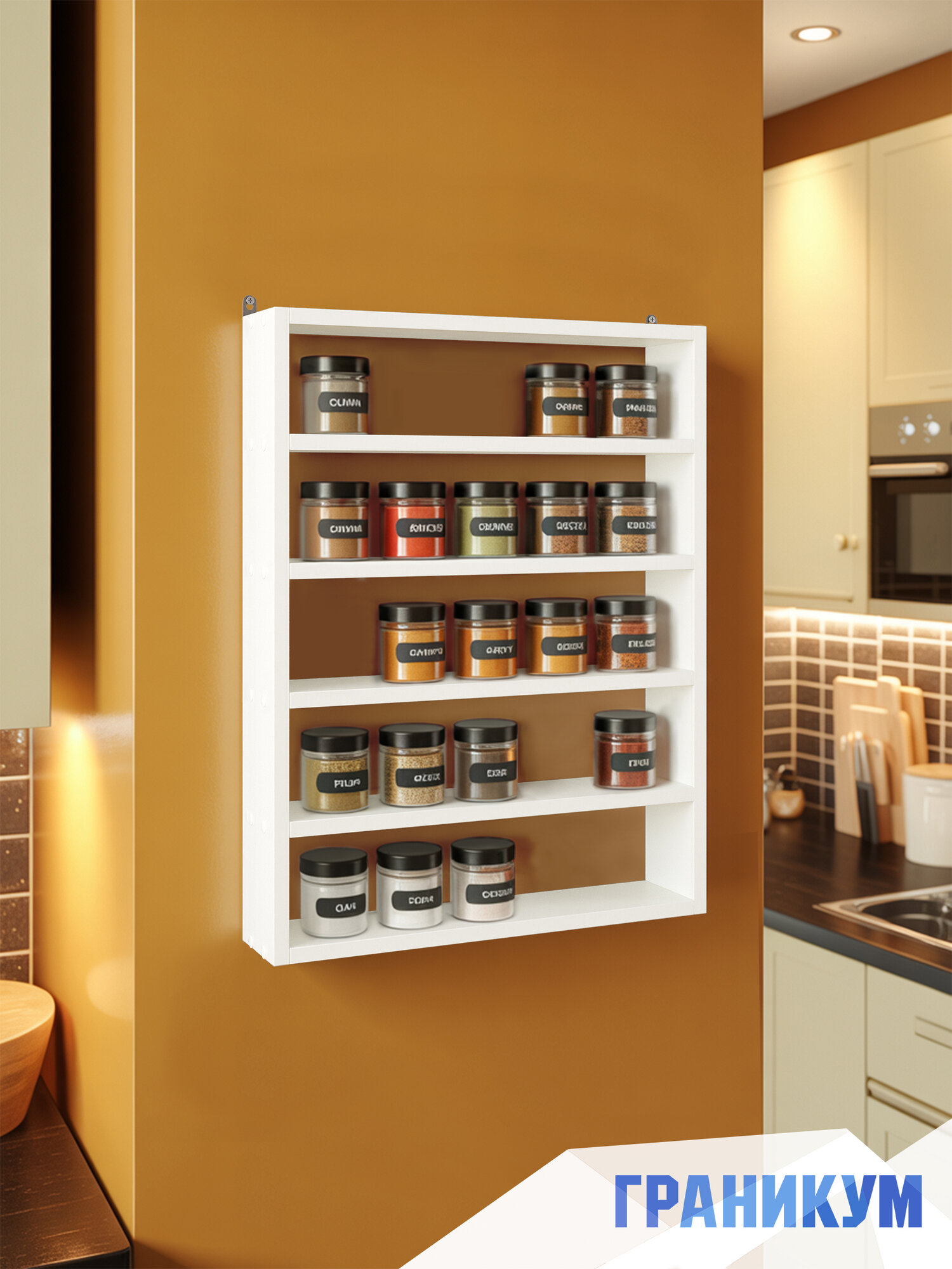 Полка Граникум Эллия, настенная, ЛДСП, универсальная, для гостиной, спальни, белая