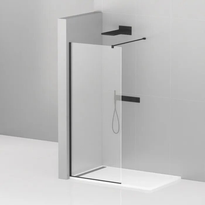 Душевая перегородка Cezares Liberta -L-1-125-120-C-NERO профиль черный, стекло прозрачное