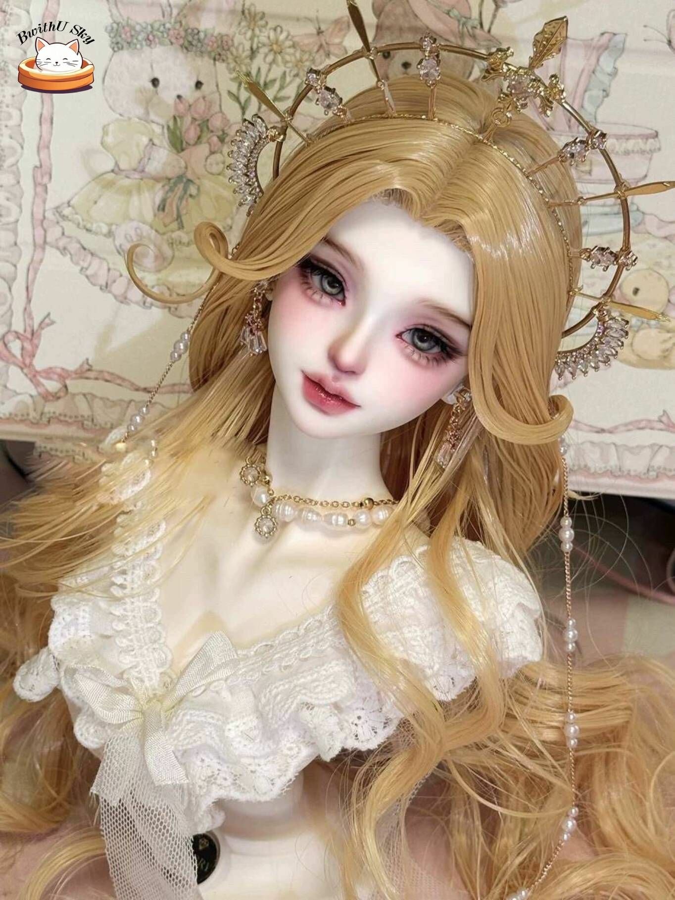 Корона для кукол BJD BwithUSky, ручная работа, с кристаллами