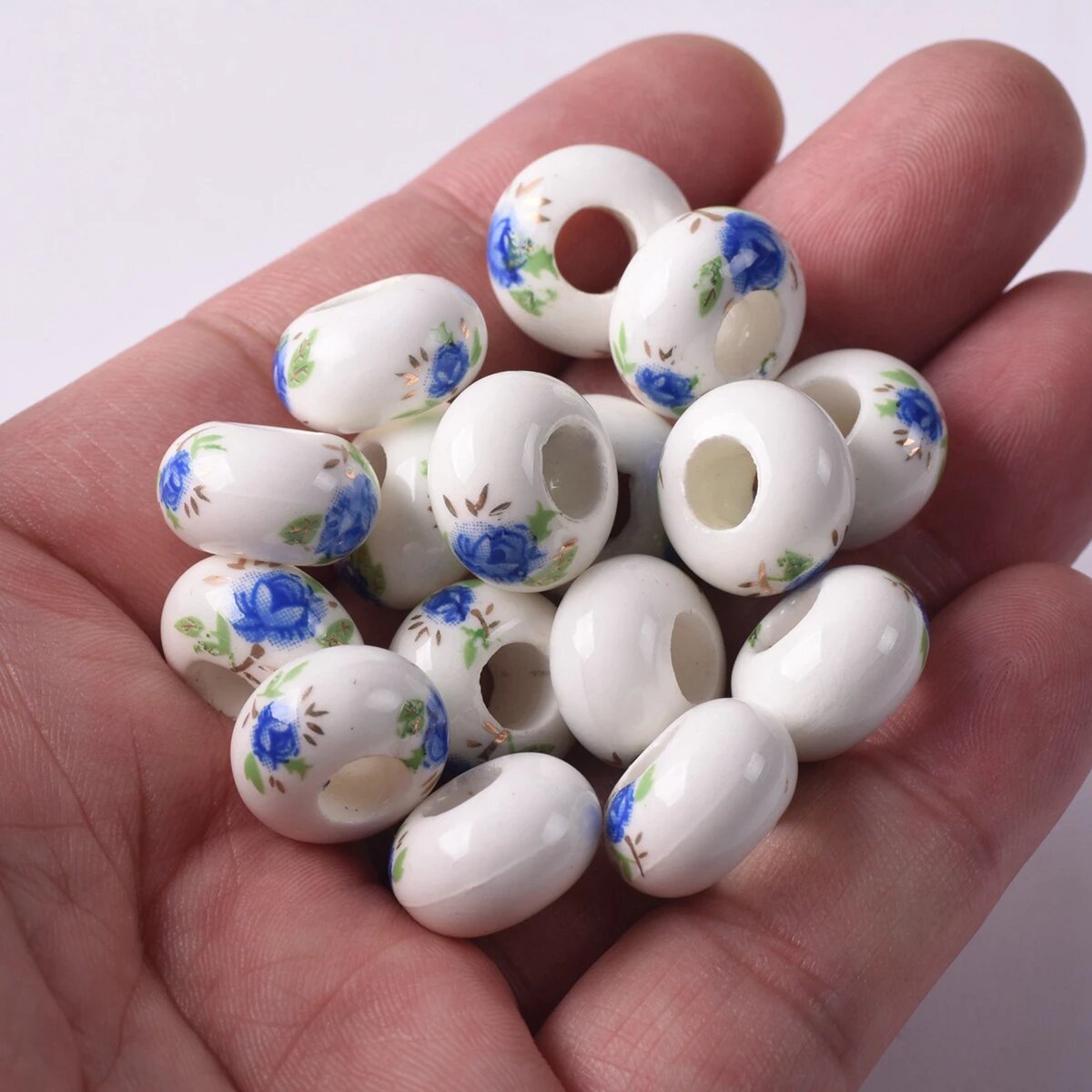 Круглые цветочные керамические бусины Weargolsil 10 шт