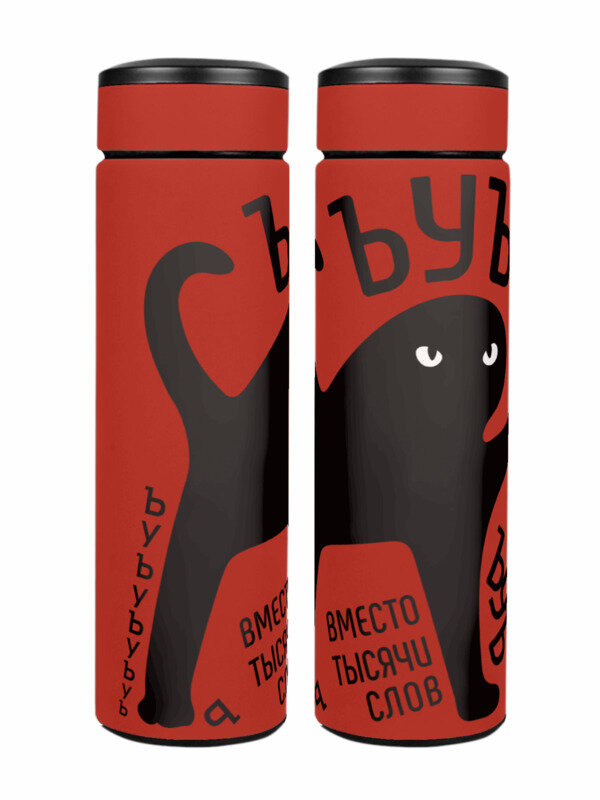 Термос «Котик-мем ЪУЪ» (красный)
