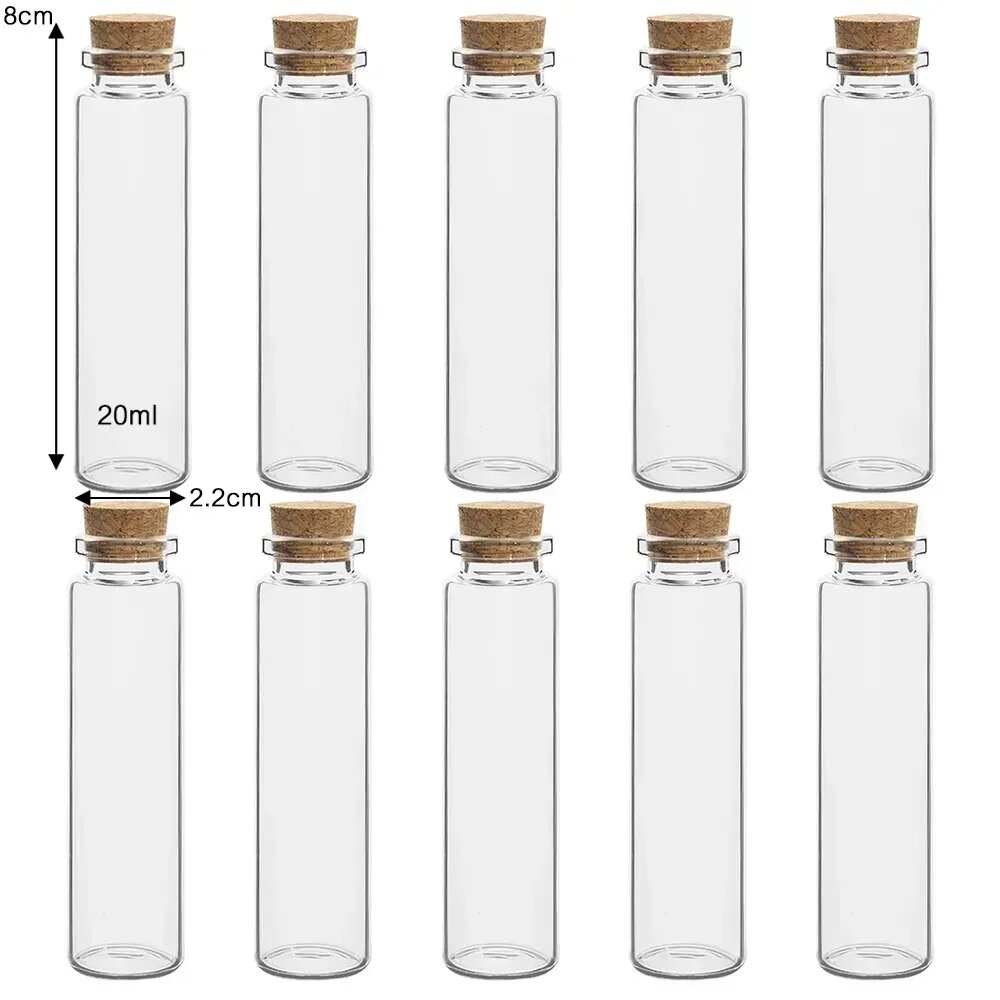 Мини стеклянные бутылочки с пробкой 5-20 мл 20ml-10pcs