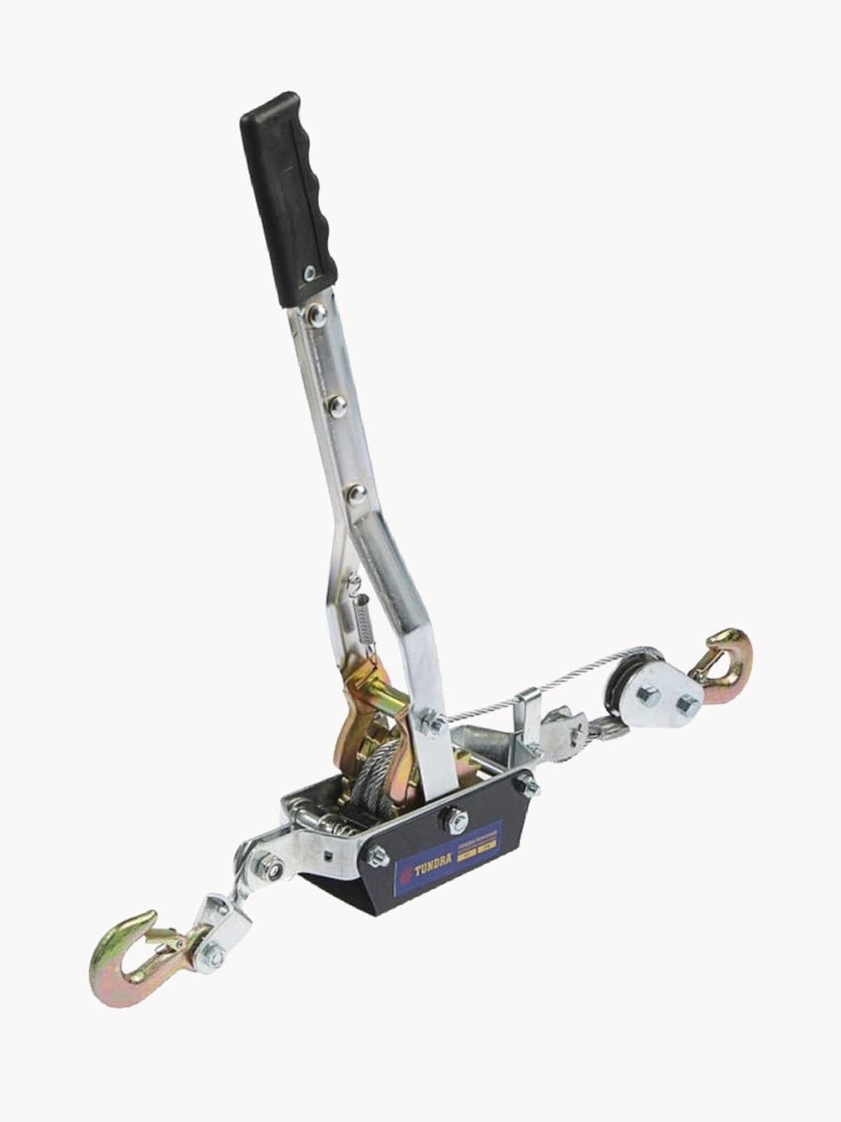 Лебедка рычажная тундра, двойное храповое колесо, тяга 4 т (подъем 1.6 т), трос 3 метра