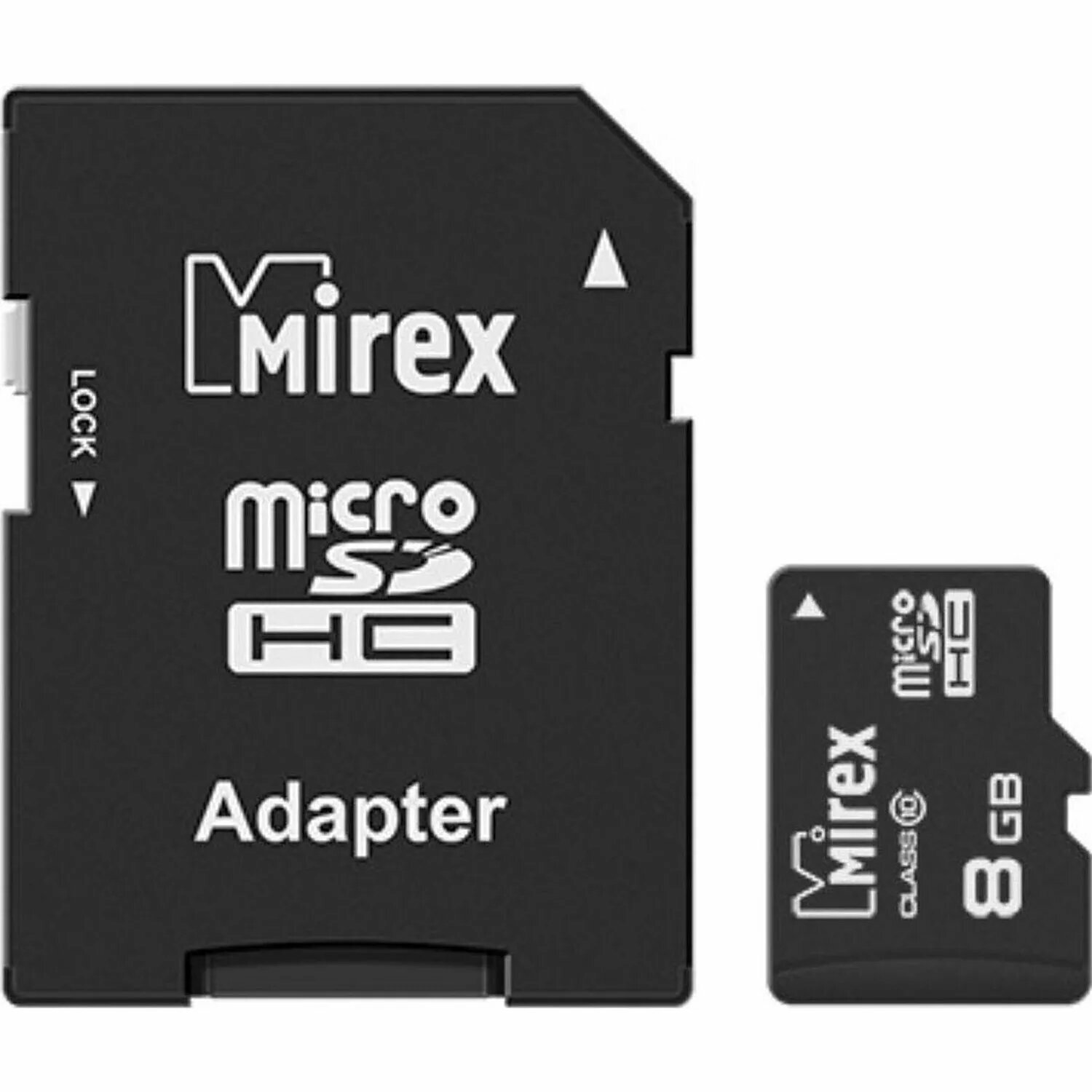 Карта памяти Mirex microSDHC с адаптером 8Gb (class 10) (13613-AD10SD08)