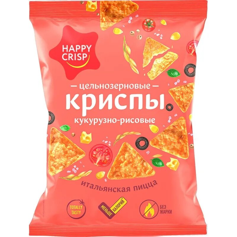 Чипсы Happy Corn цельно кукурузно рисовые, италья пицца, без жарки50гx18ш/УП