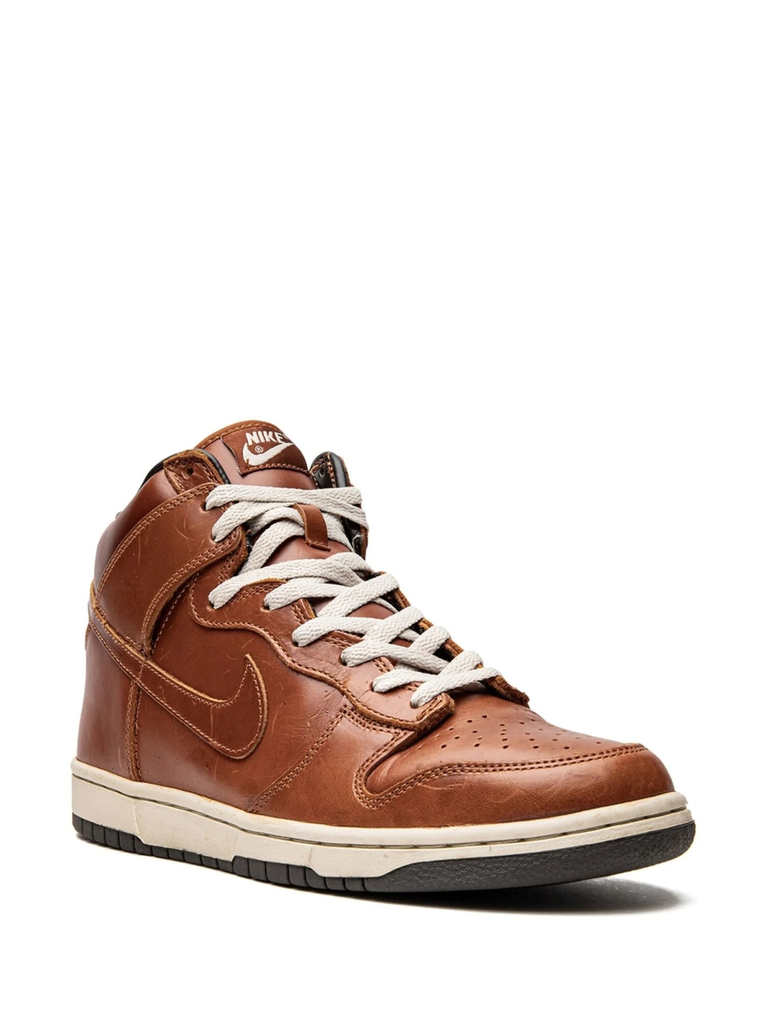 Кроссовки NIKE Dunk Hi Premium, размер 13.5 US, коричневый/серый/оранжевый — фото 1