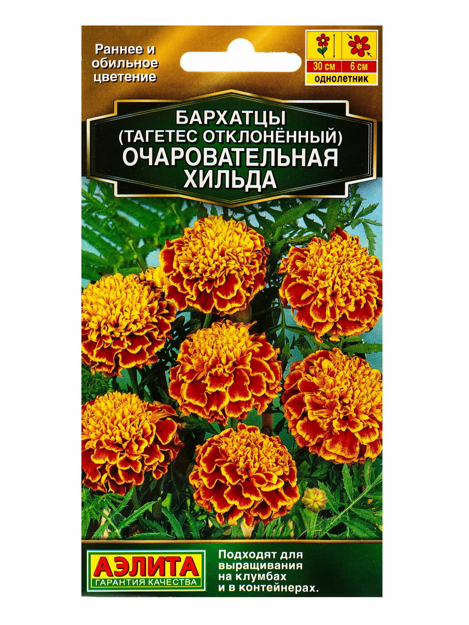 Семена цветов Бархатцы "Очаровательная Хильда" отклоненные, 0.3 г