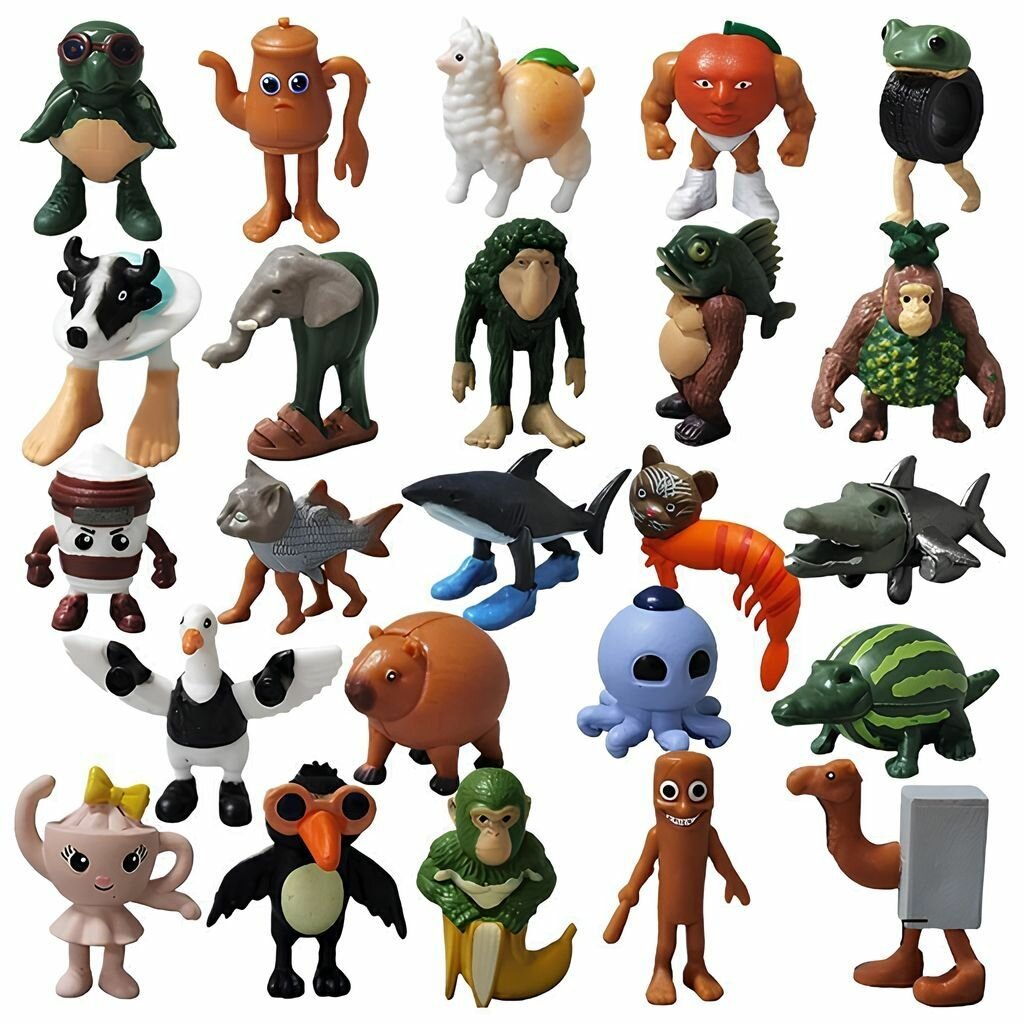 Набор фигурок Брейнрот интернет-мемы Тунг Тунг, Тралалело Тралала, Крокодило Бомбардиро / Brainrot 24шт (3,5-5,5см, пакет)