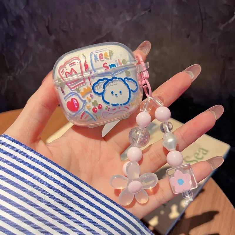 Прозрачный чехол для наушников из ТПУ с милой мультяшной звездой, вишней и бабочкой, подходит для Lenovo LP40 TWS, защитный чехол для гарнитуры с брелоком