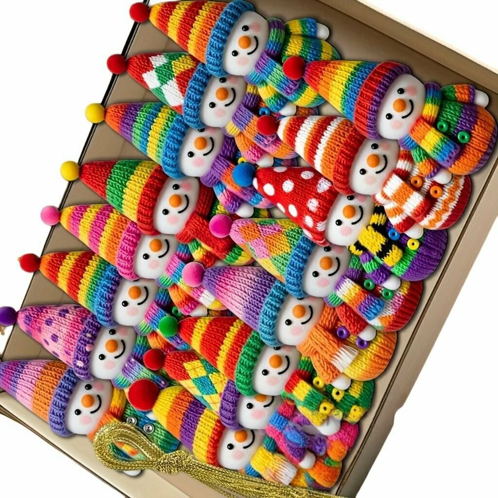 Деревянный Снеговик, Подвесной орнамент, Красочная вязаная фигурка для Дверцы Камина