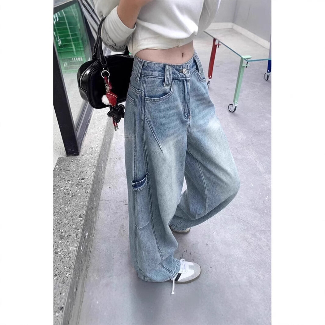 Женские джинсы Версия повышения Американские джинсовые широкие — весна-осень новинки свободные дизайнерские банановые штаны