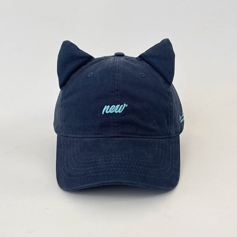 Новая модель 2025 года! Женская бейсболка с трехмерными кошачьими ушками, вышитыми буквами, фуражка в корейском стиле, повседневная и универсальная шляпа от солнца.