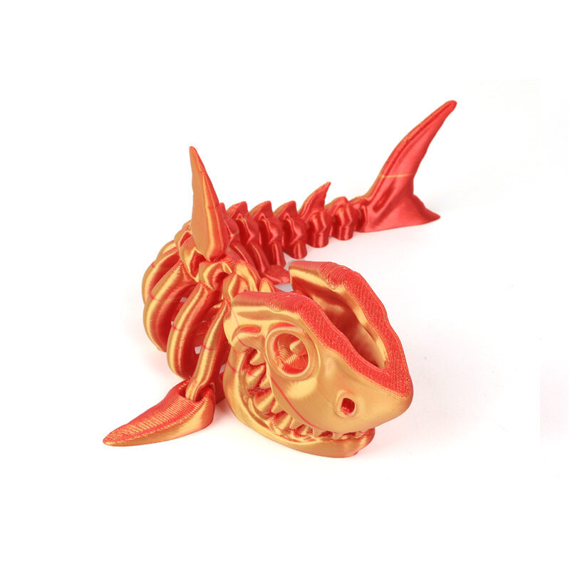 Напечатанная на 3D-принтере акула с полным набором шарниров и артикуляций: новая креативная игрушка, украшение, подарок и настольное украшение для детей，15cm