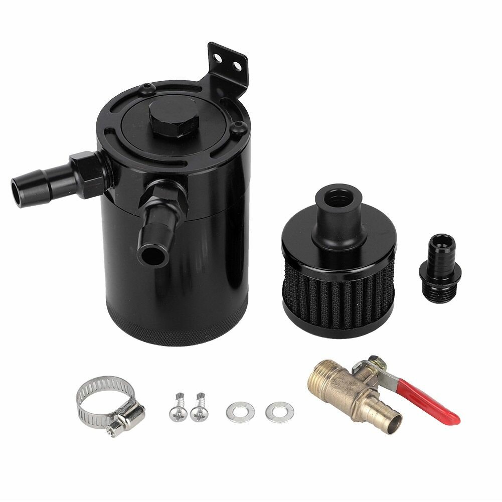 Универсальный маслоуловитель из алюминиевого сплава с комплектом аксессуаров на 2 порта, черный, для турбодвигателей, для повышения производительности автомобиля