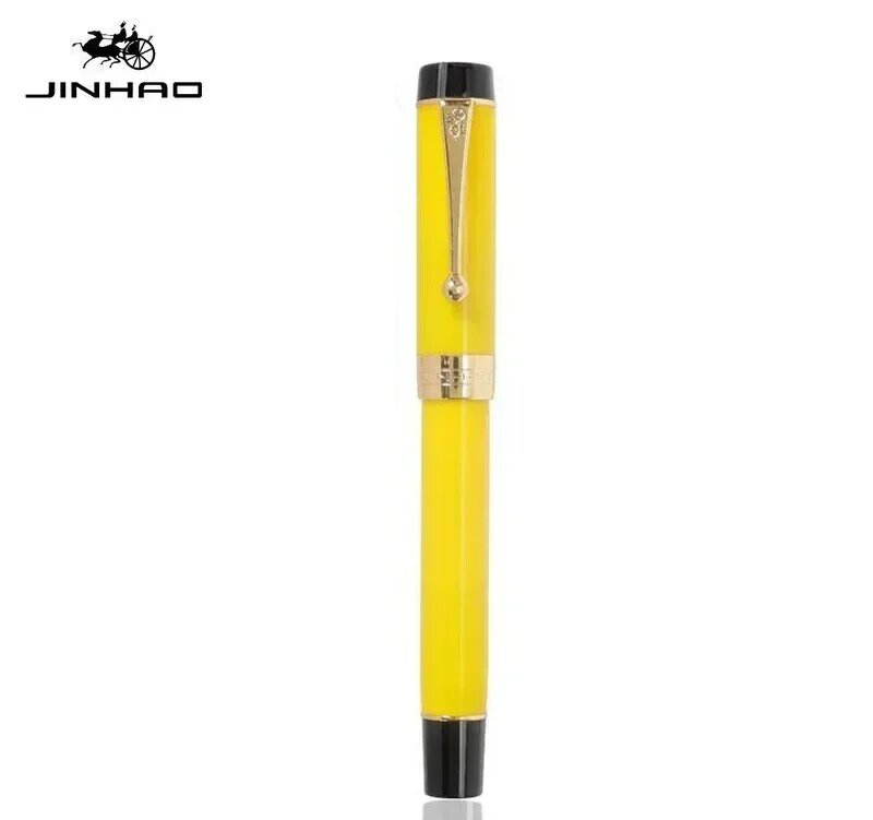 Перьевая ручка Jinhao 100 золотистый зажим Желтый, ЭФ, Yellow