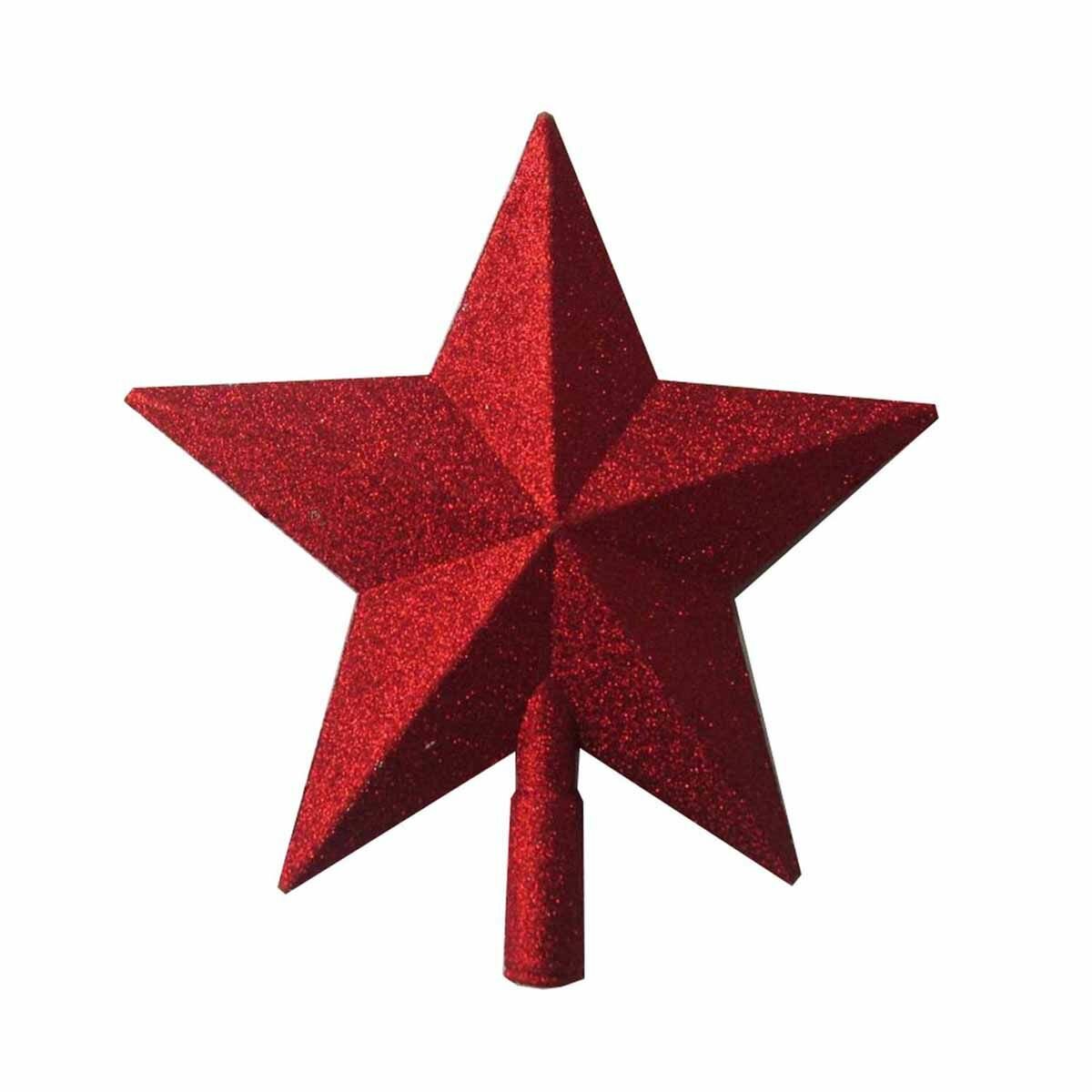 Верхушка для елки КНР "Звезда", 19х19 см, красная, пластик