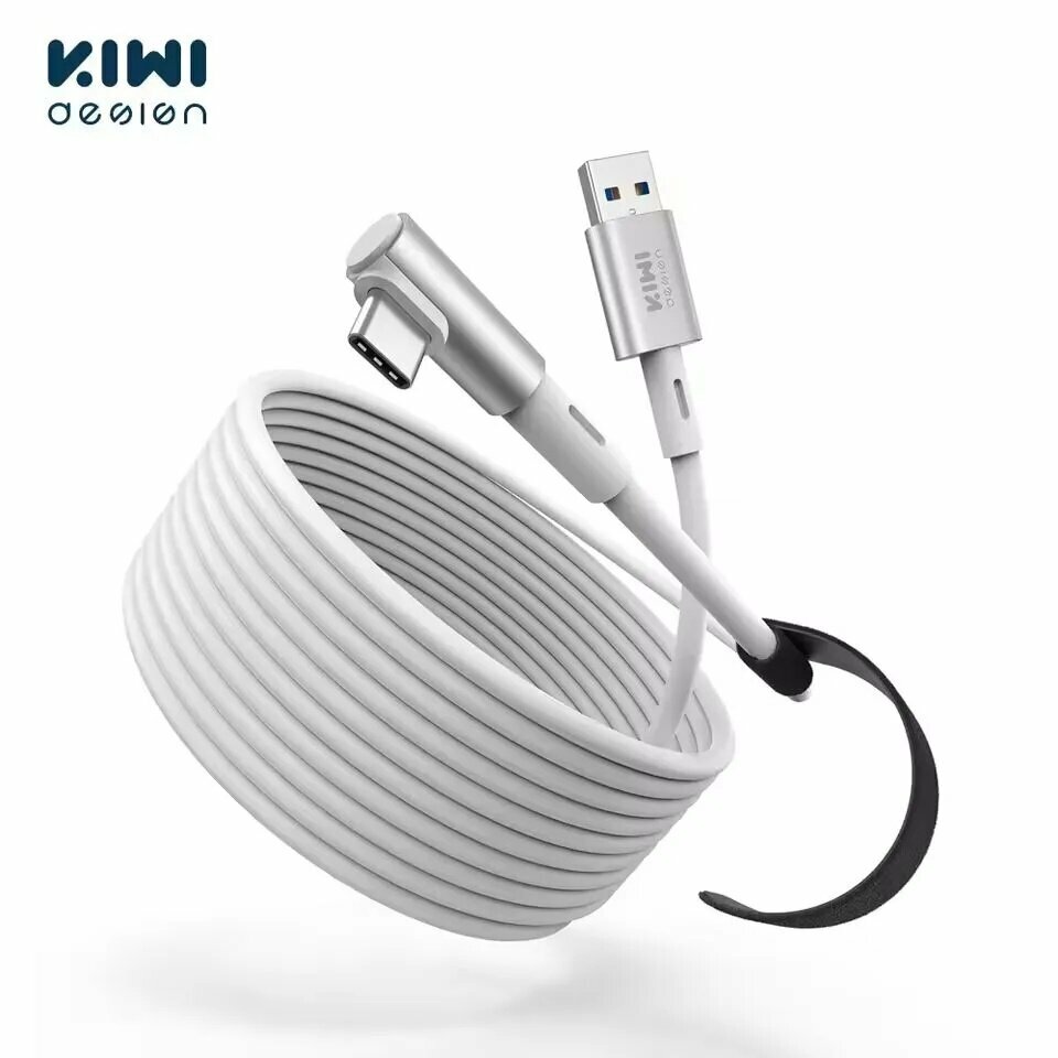 Кабель KIWI Design 16FT Link, совместимый с аксессуарами Oculus/Meta Quest 3S и Quest 3/2/Pro/Pico 4, кабель USB 3.0 - USB C Link со сверхскоростной передачей данных 5 Гбит/с