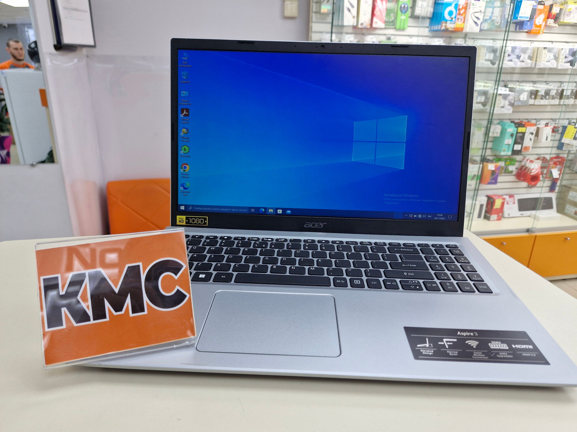 Ноутбук Acer Aspire 3, 15.6", Celeron N4500, 8 ГБ, 256 ГБ SSD,UHD Graphics, silver, (б/у), уценен, win10