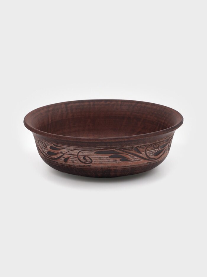 Тарелка глубокая «Ангоб», 550 мл, красная глина