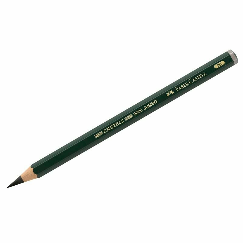 Карандаш ч/г Faber-Castell "Castell 9000 Jumbo" 8B, утолщен, заточен.