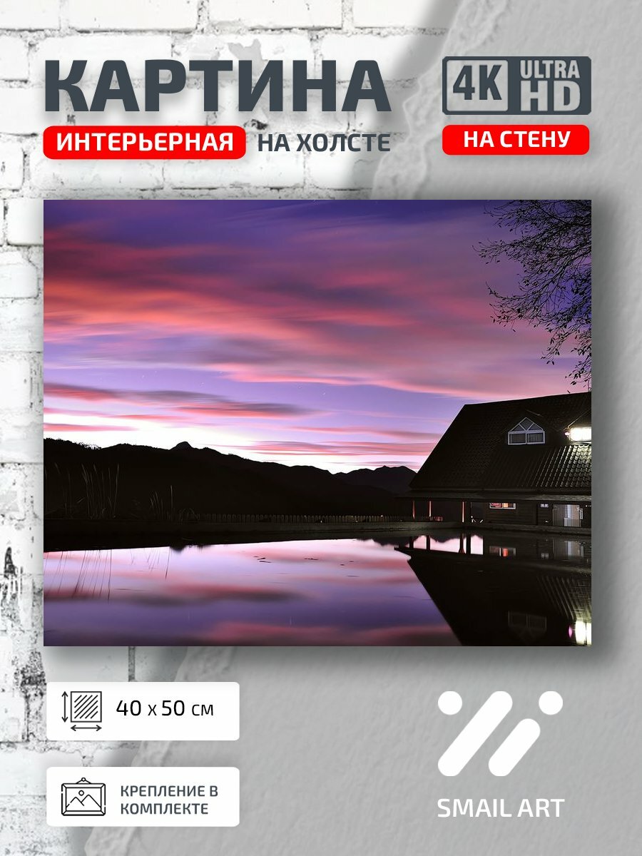 Картина на холсте интерьерная 40 на 50 на стену Дом Landscape для офиса пейзаж интерьер