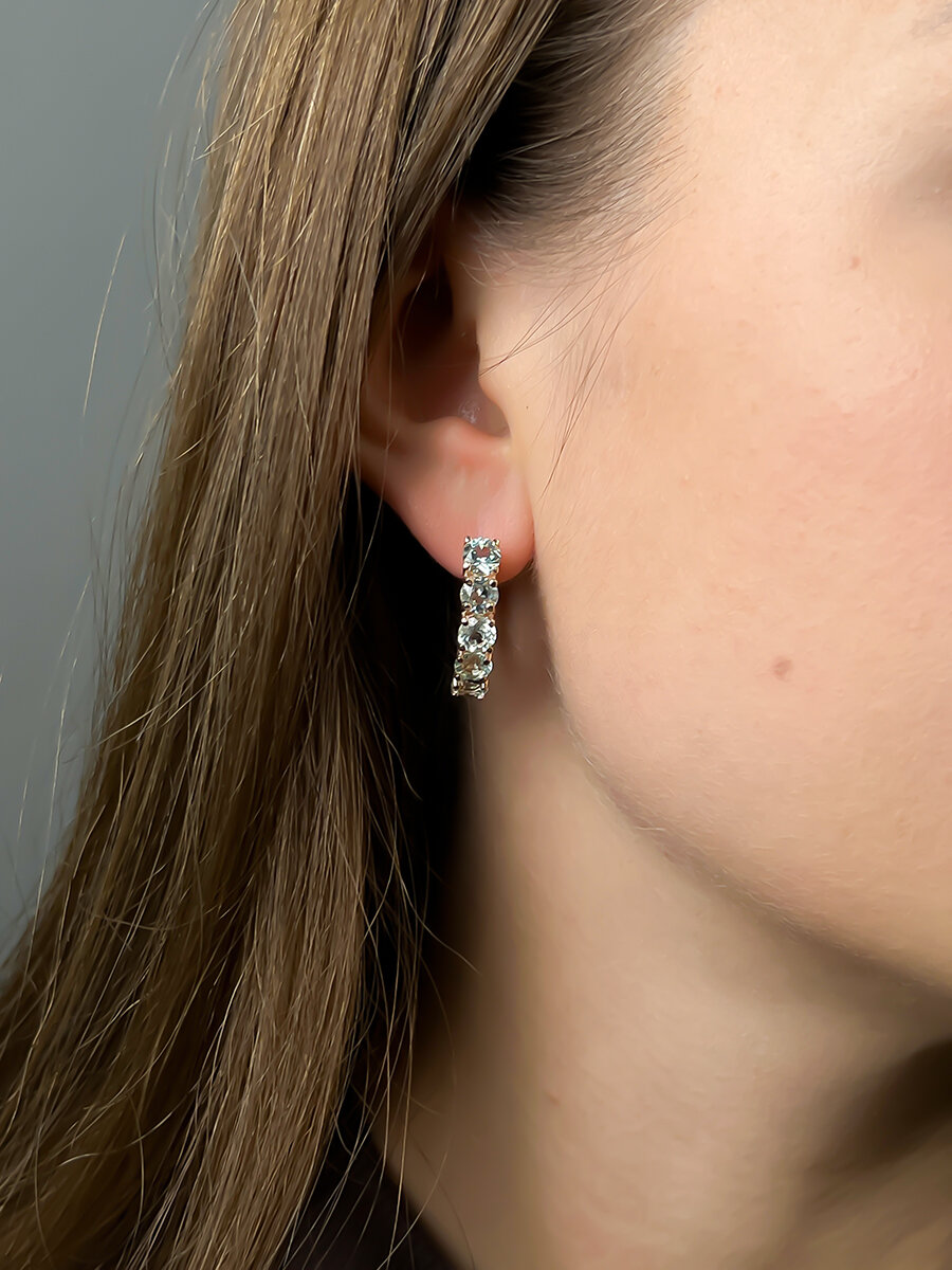 Серьги, красное золото, 375 проба, аквамарин
