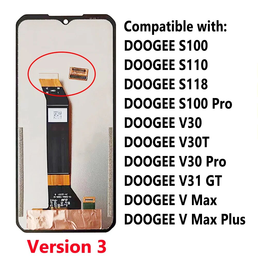 Оригинальный дигитайзер ЖК-экрана для DOOGEE S100, S110, S118, S100 Pro, V30, V30T, V30 Pro, V31 GT, V Max, V Max Plus Version 3