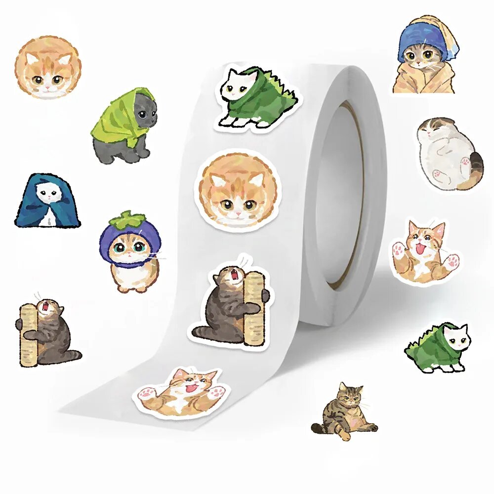 Набор наклеек с котами и животными Белый, 100PC, JJT179