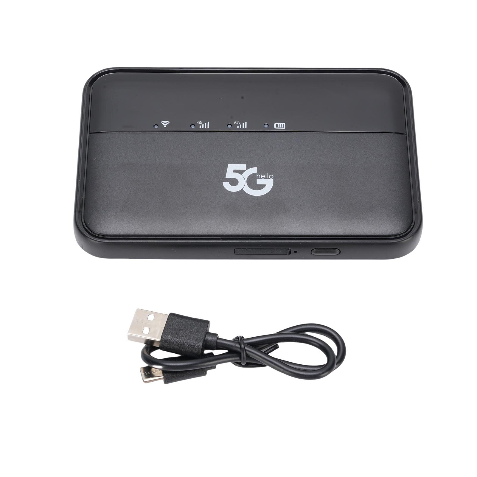 5G Mobile Hotspot WiFi6 Travel High Speed WiFi Hotspot Router with Nano SIM Card Slot Support 32 Devices 10000mAh Battery Black