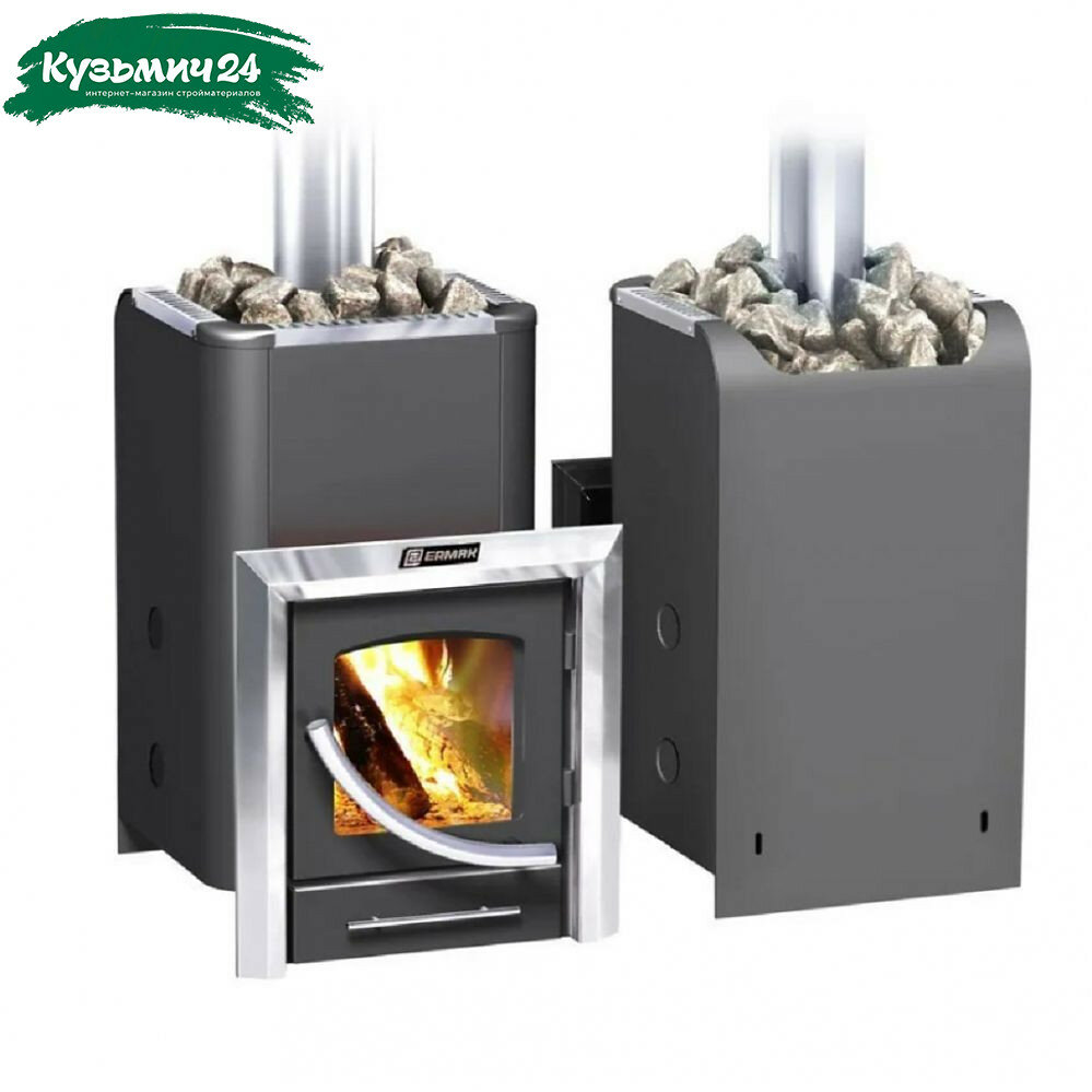 Печь для бани Ермак 16-ПС Классика стекло, 16 кВт, d115мм, до 16 куб. м, 1 шт.