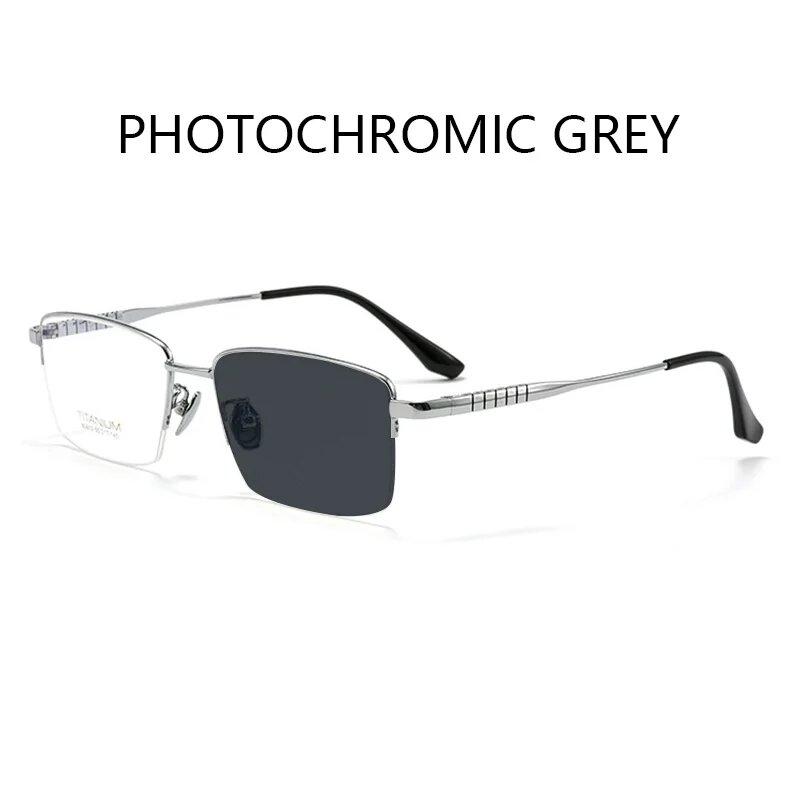 RBENN Полурамные титановые очки для чтения +1.50/+1.75/+2.00/+2.50 мужские Silver Photo Grey, Серый, +150