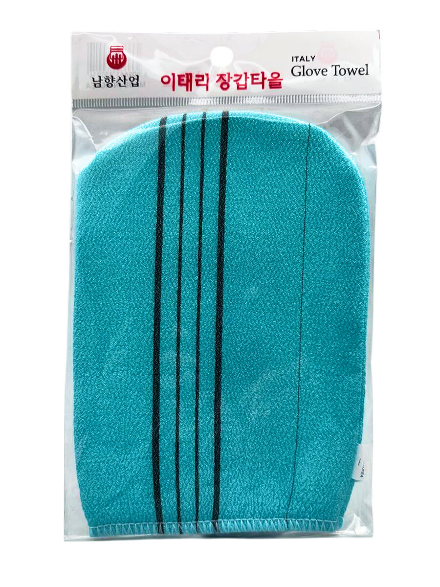 Bath Towel Мочалка-варежка для душа с пилинг-эффектом, уплотненная, голубой