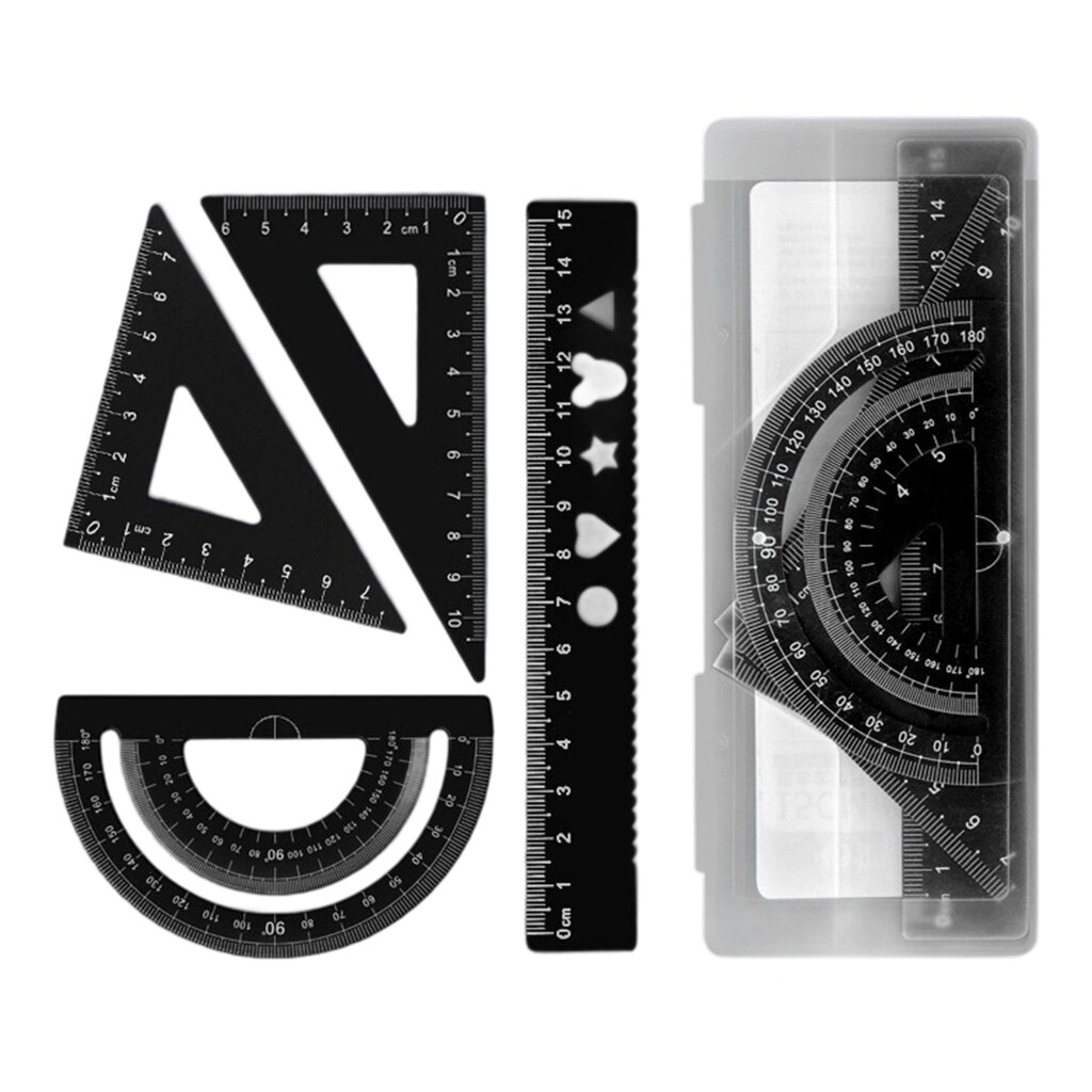 4 Шт Набор Металлических Линейок Математический Геометрический Набор Треугольная Линейка Инструмент Для Рисования Чертежные Принадлежности для Художников и студентов