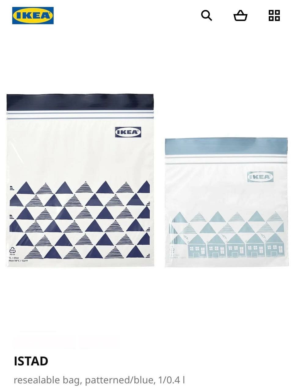 Пакеты IKEA ISTAD, многоразовый пакет zip-lock, для заморозки и хранения 0,4л/1л