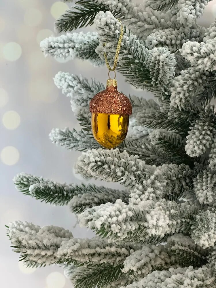 Ёлочное украшение фигурка "Желудь" стеклянная