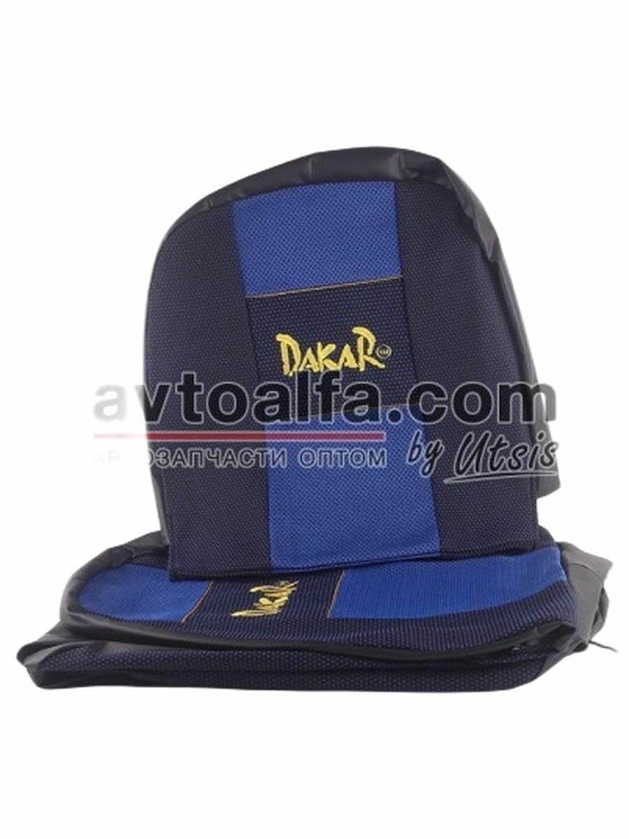 Чехол на сидения КАМАЗ (2012 г) (2 высок, 1 низк.) синий (гобелен, сетка, иск. кожа)