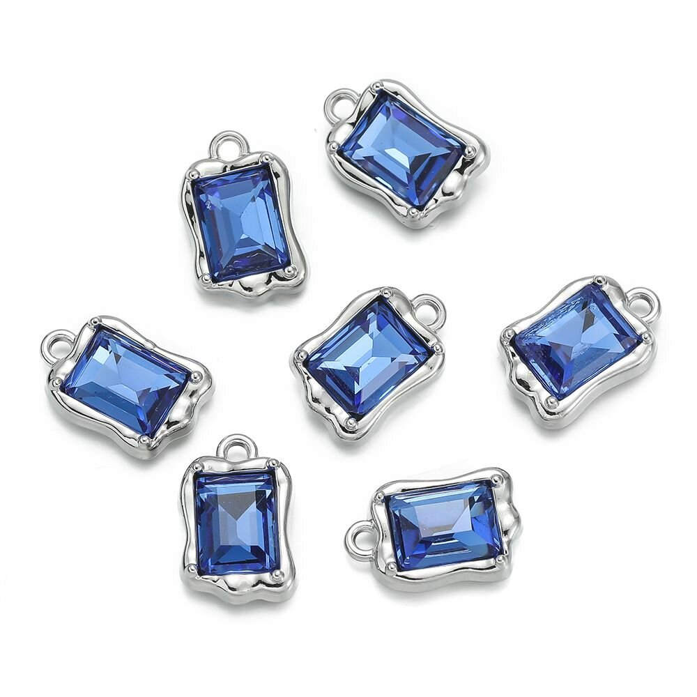 Декоративные подвески прямоугольный кулон 9.5x14 мм, набор 5 шт из металлического сплава с декоративными бриллиантами, для DIY украшений, ожерелий и браслетов, фурнитура для рукоделия