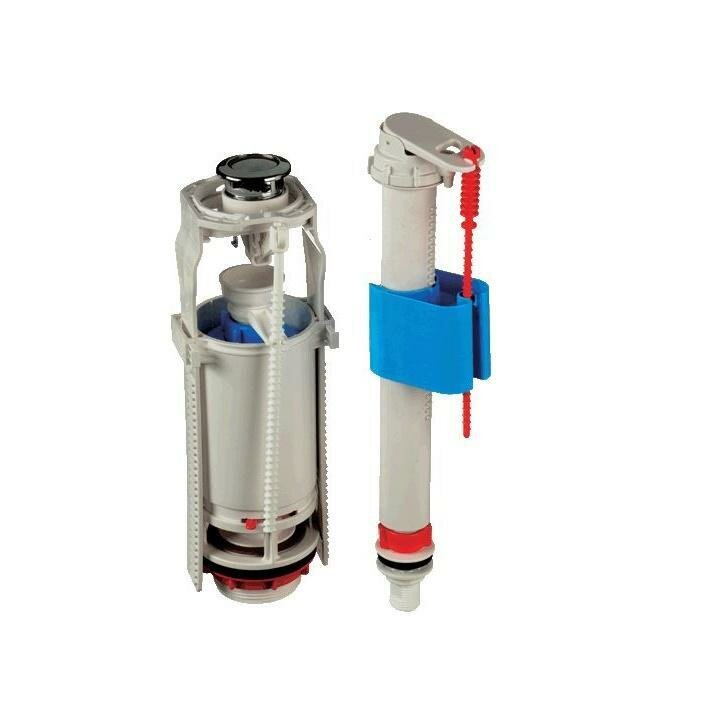 Арматура для бачка Ани Пласт WC8510С кнопка пластиковая хром, нижний подвод 1/2