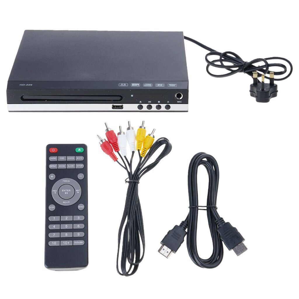 Домашний DVD-плеер 1080P HDMIs USB-вход 4K UHD DVD-плеер С дистанционным управлением Поддерживает DVD ± RW VCD Караоке Во всех регионах Бесплатно