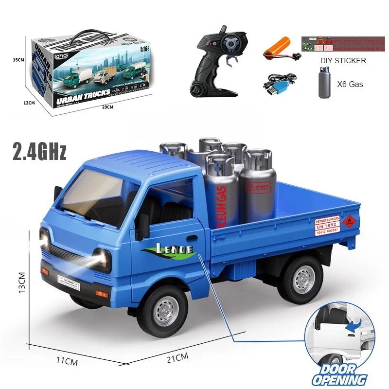 Радиоуправляемый грузовик RC Cars 1/16 Scale 2.4G Mini Cargo Truck с подсветкой, управляемый дистанционно, для дрифта и гонок, электрическая модель автомобиля, игрушка, подарок для детей.
