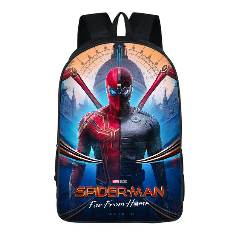 Trendy spiderman far from home school backpack featuring adjustable padded straps