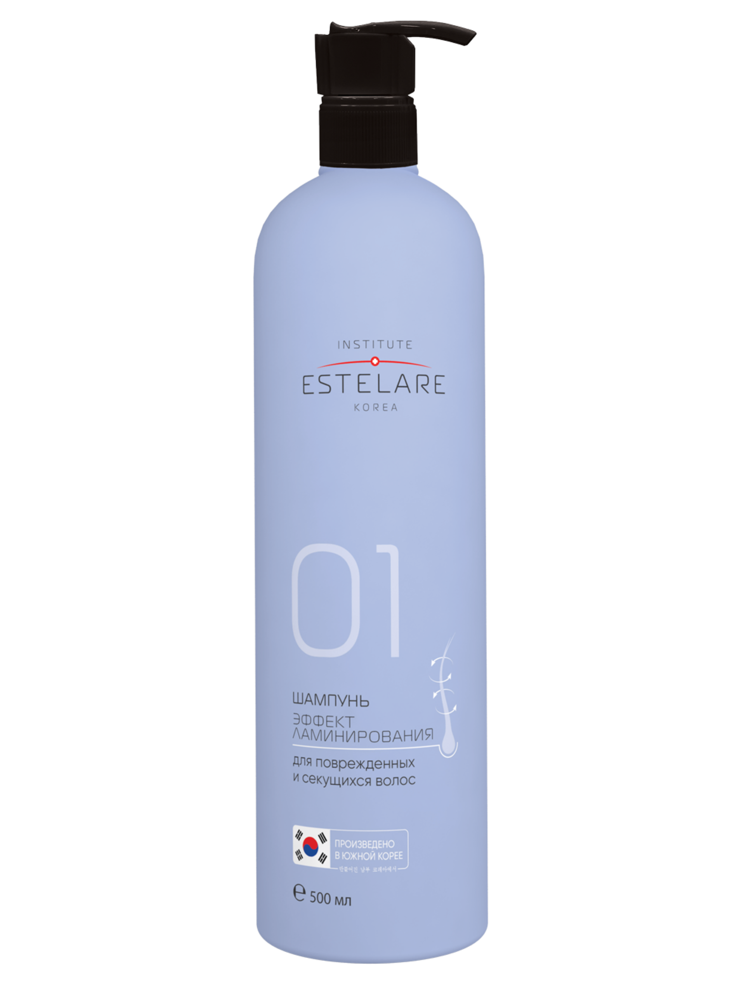Шампунь для поврежденных и секущихся волос Institute Estelare Эффект ламинирования, разглаживающий, 500мл