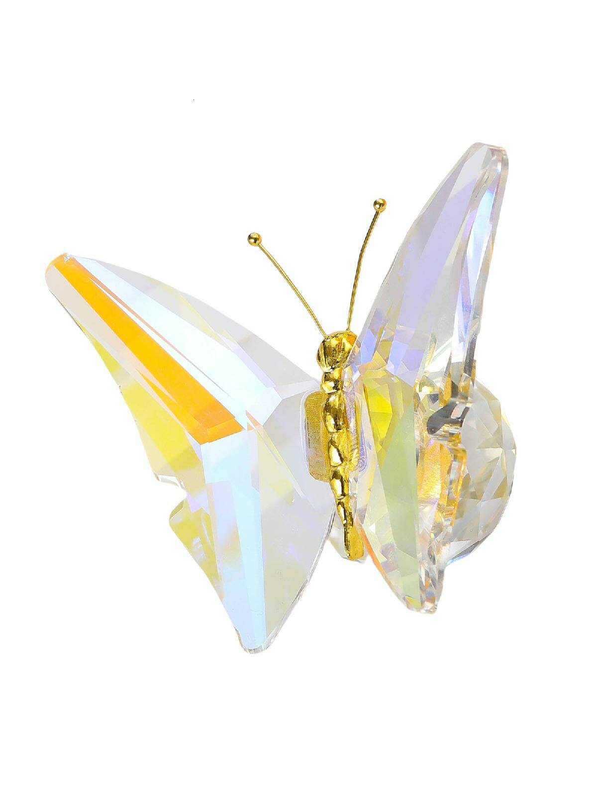 Фигурка бабочки из хрусталя на стеклянной основе, акцентное украшение для элегантного интерьера