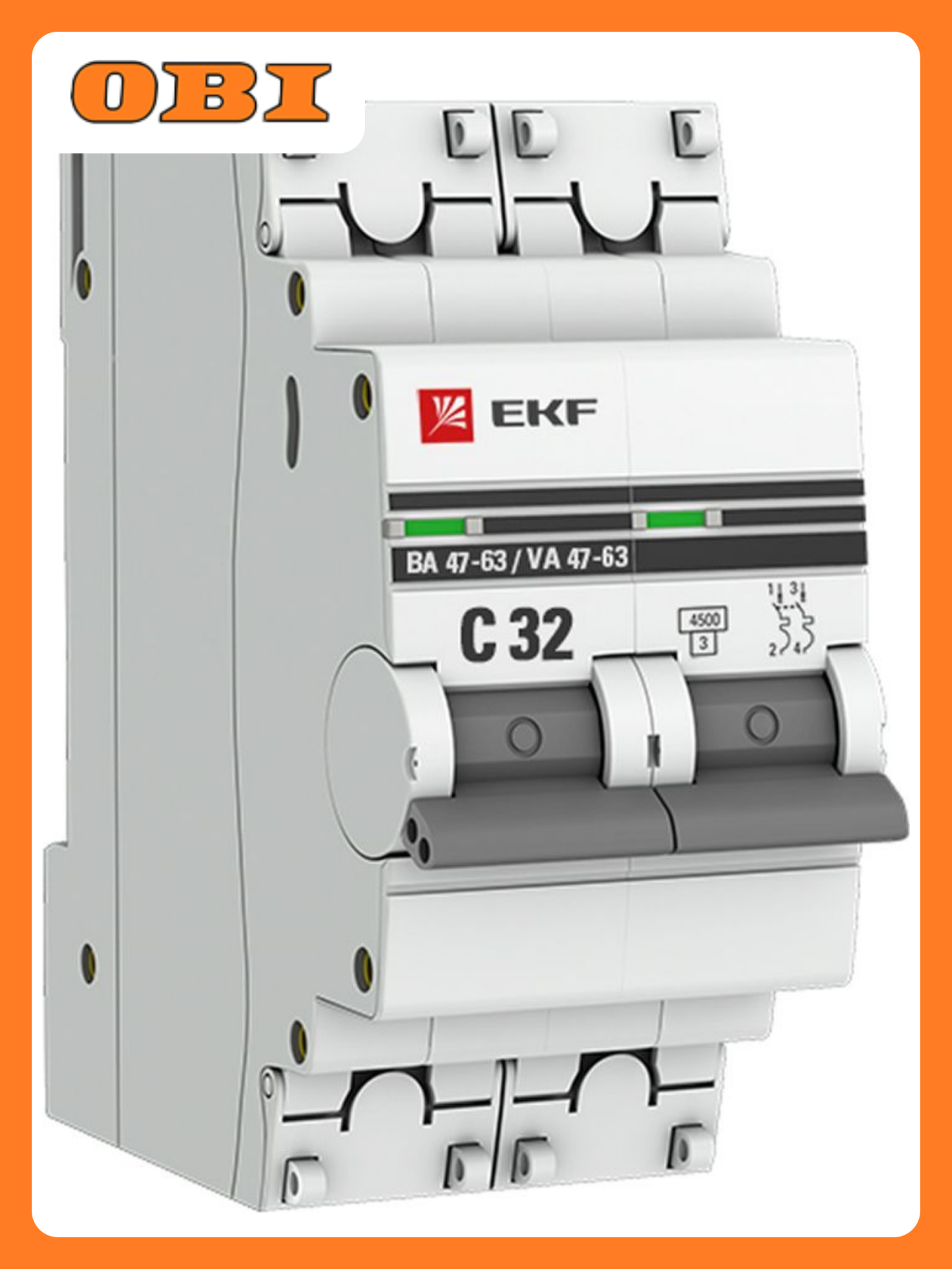 Автоматический выключатель EKF PROXIMA, 2 полюса, 32A, IP20, монтаж на DIN-рейку