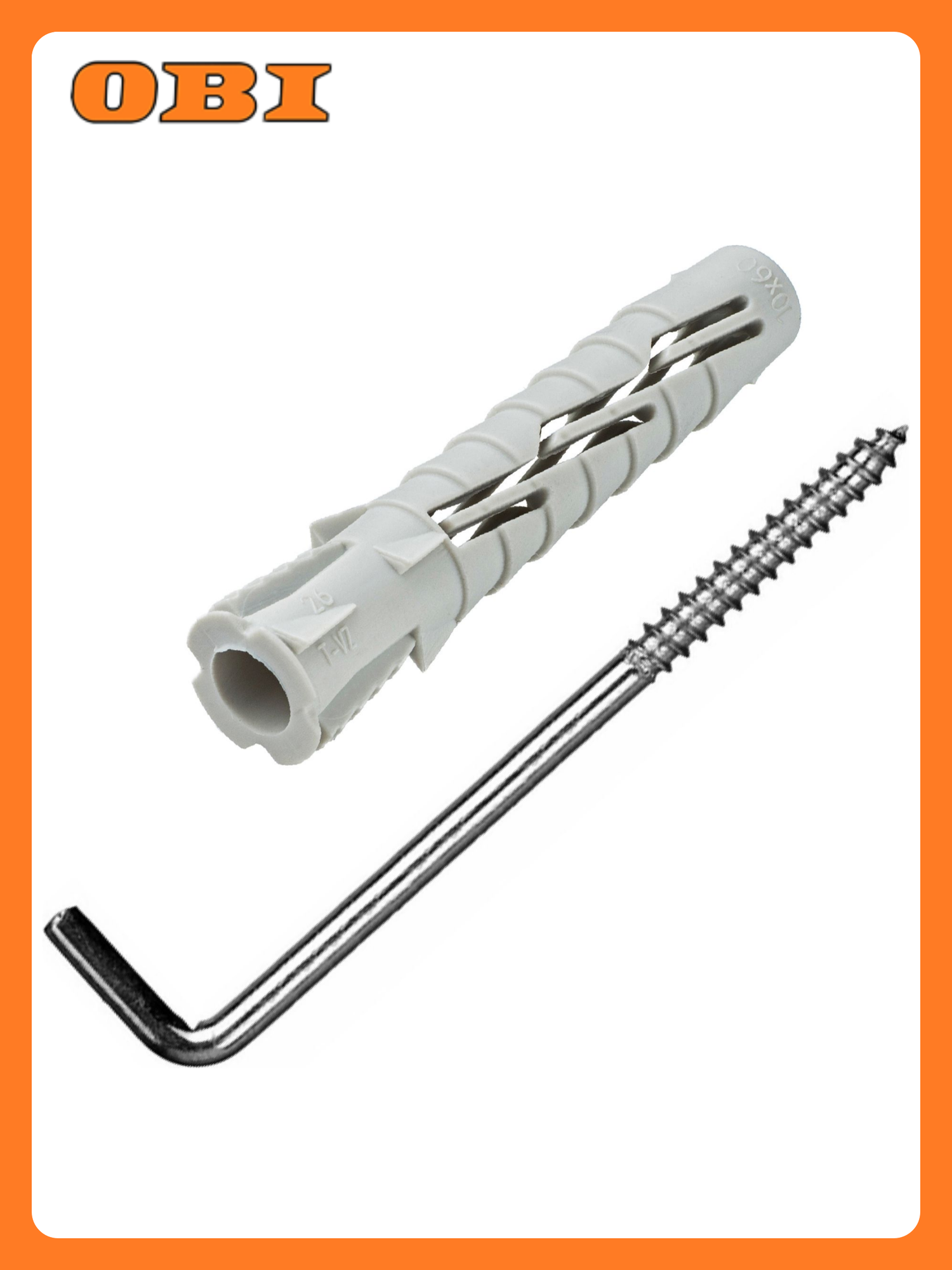 Дюбель универсальный Tecfi VZ нейлон 10x60 мм с шурупом-крюк 2 шт