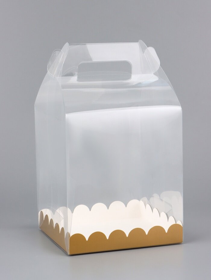 PVC Коробка для бенто - торта, прозрачная, 16×16×18 см