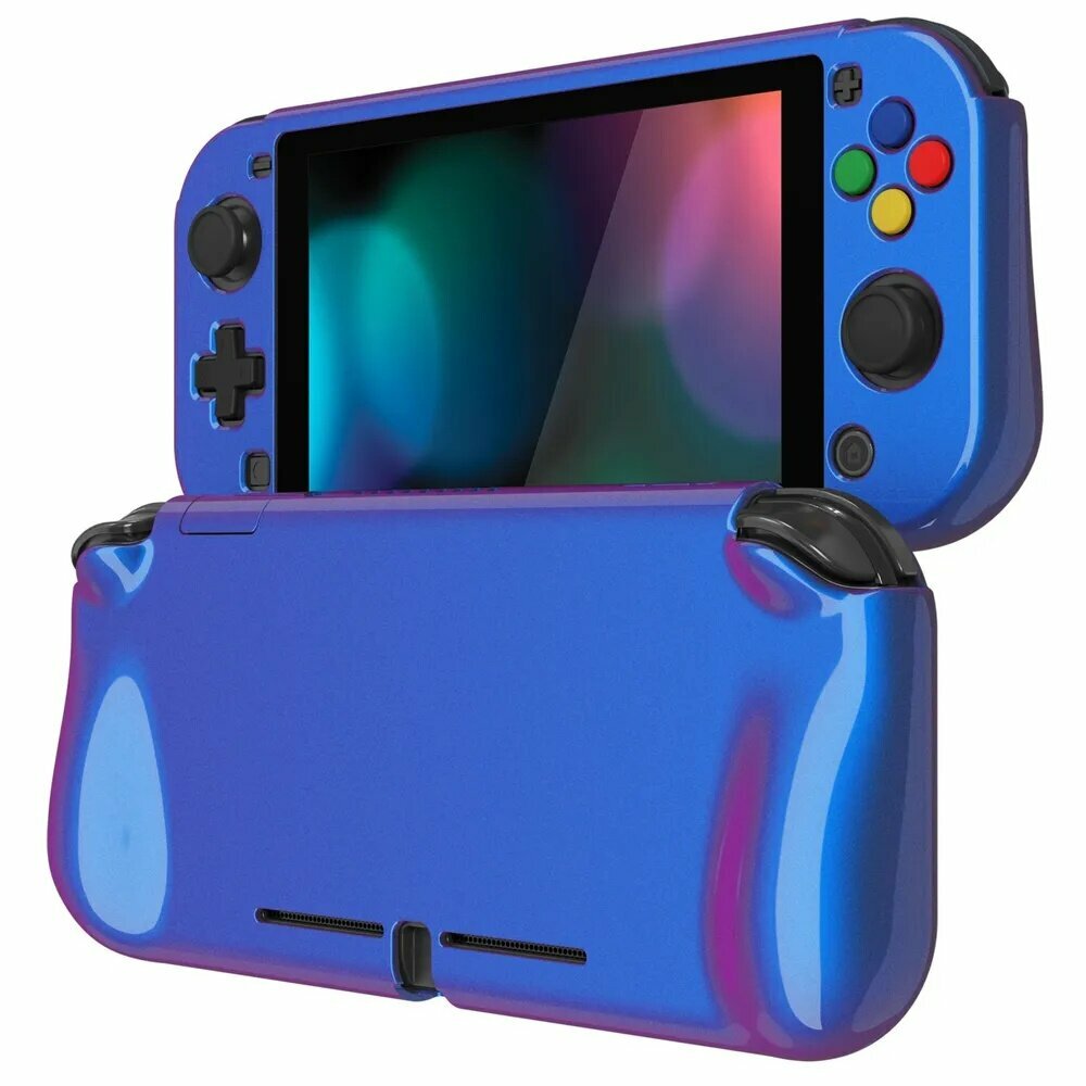 PlayVital ZealProtect Чехол для Nintendo Switch Lite, жёсткий, эргономичный, с защитным стеклом и насадками, хамелеон фиолетово-синий