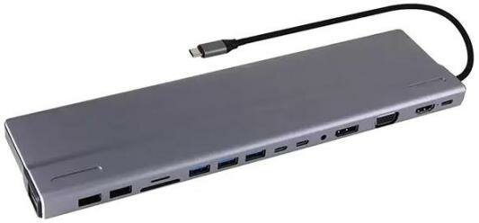 Адаптер TypeC -->3*USB3.0+2*USB2.0+VGA+RJ45+SD+TF+AUD+HDMI+DP+2*USB3.1 Data+PD